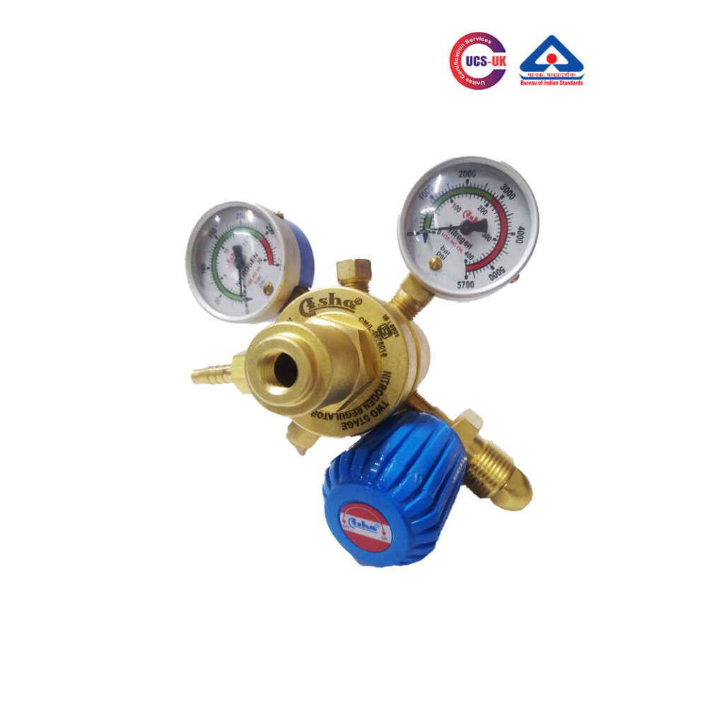 Two Stage Double Meter Rubber Diaphragm Nitrogen Regulator - Asha Weld