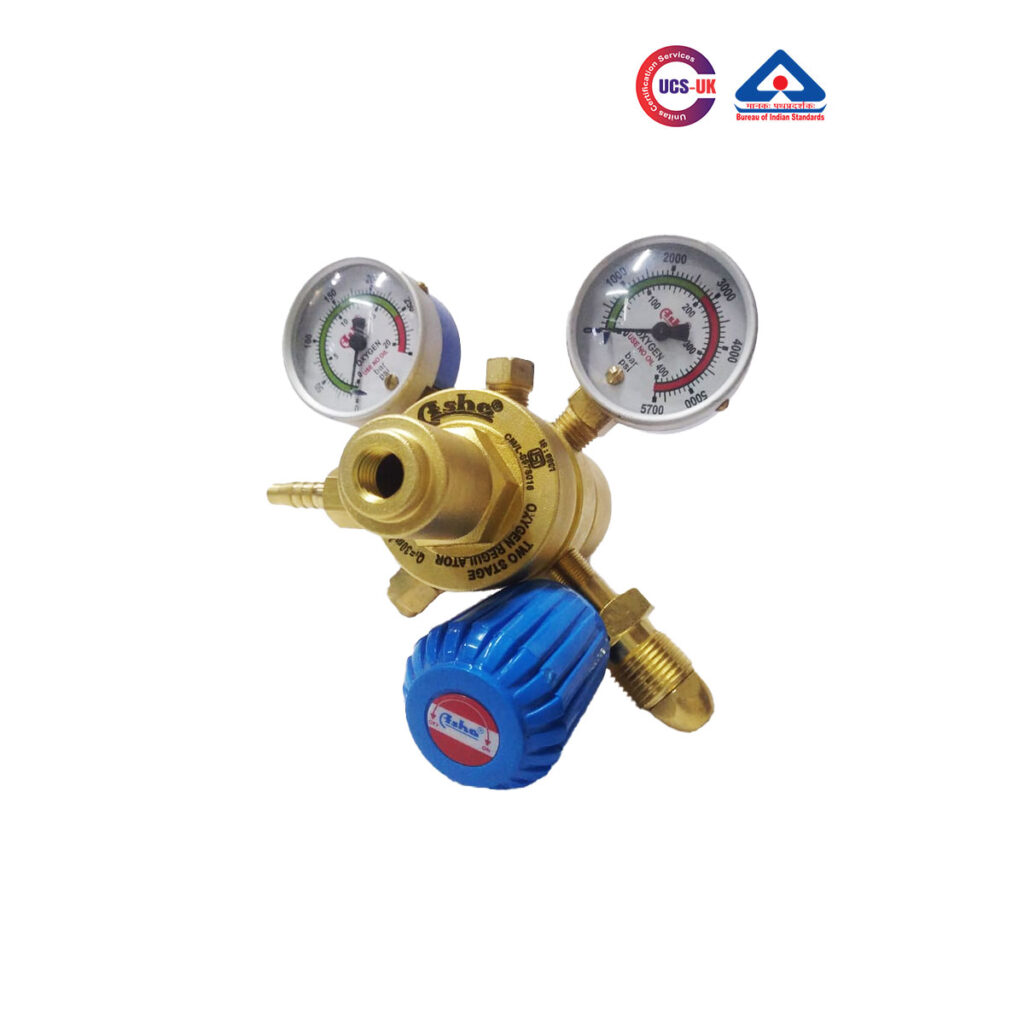 Two Stage Double Meter Rubber Diaphragm Oxygen Regulator - Asha Weld