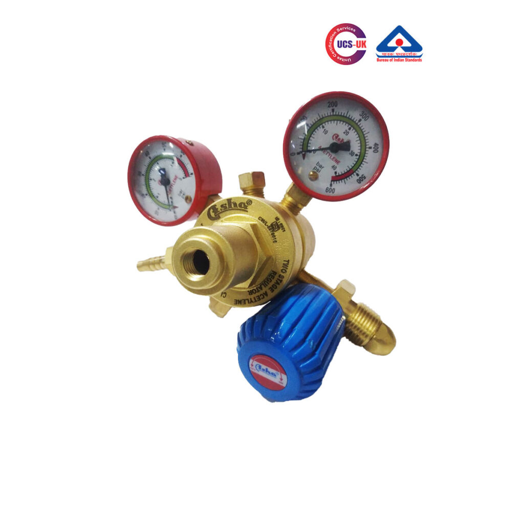 Two Stage Double Meter Rubber Diaphragm Acetylene Regulator - Asha Weld