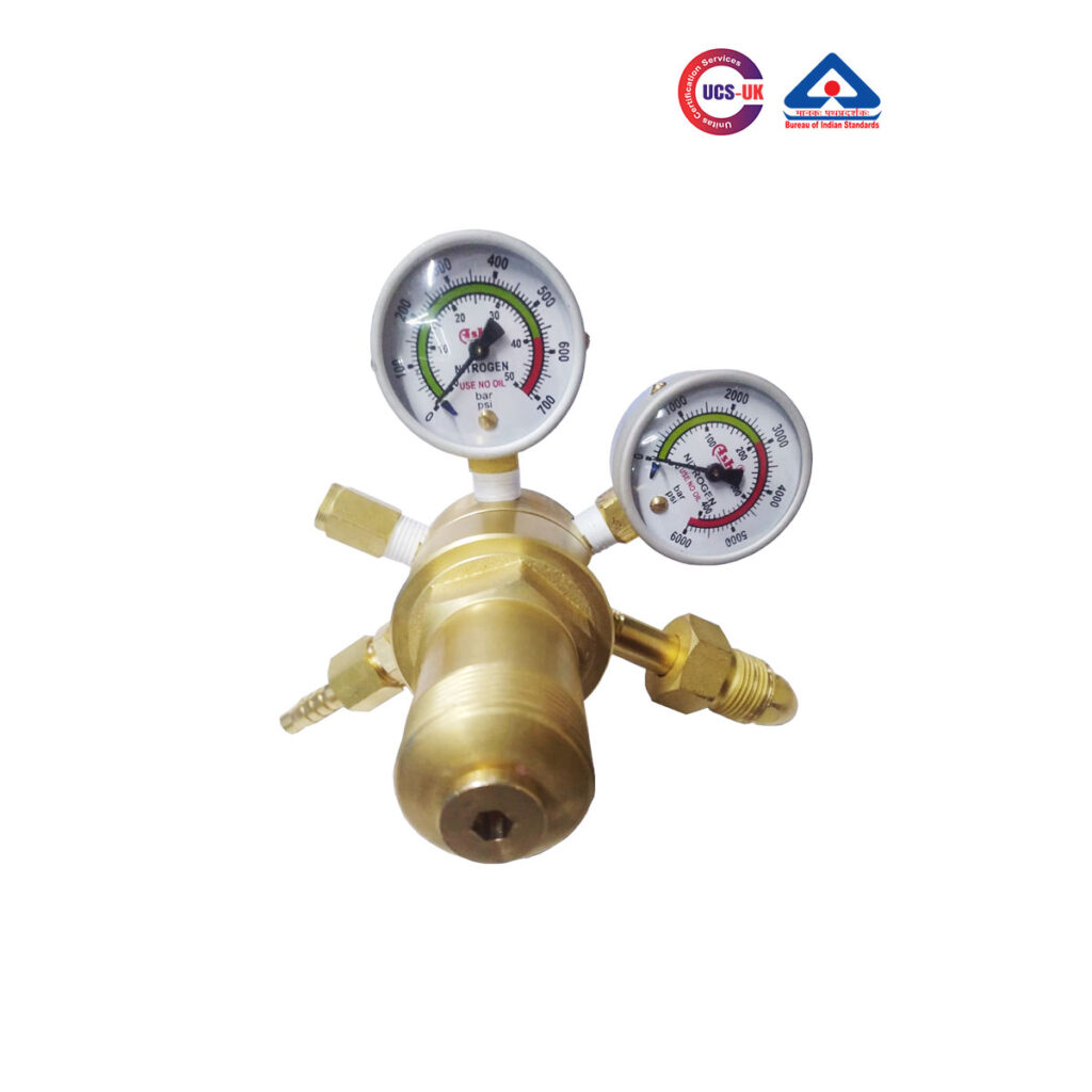 Single stage high pressure nitrogen regulator with safety - Asha Weld